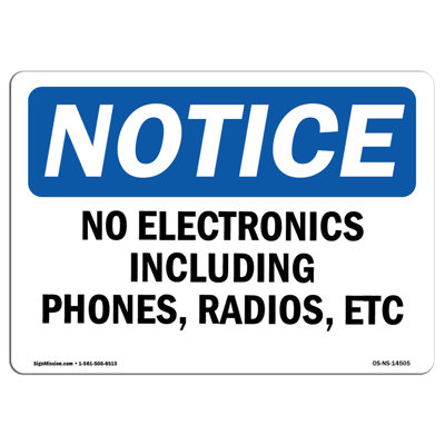 SignMission No Electronics Including Phones Radios Etc Sign | Wayfair