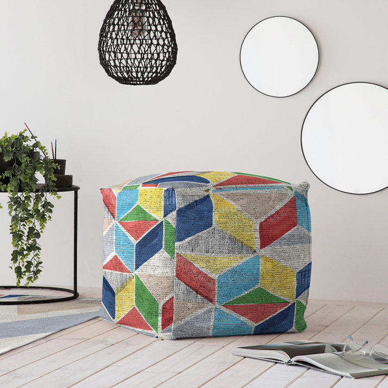 Corrigan Studio Brierley 50Cm Wide Square Geometric Pouffe Ottoman ...