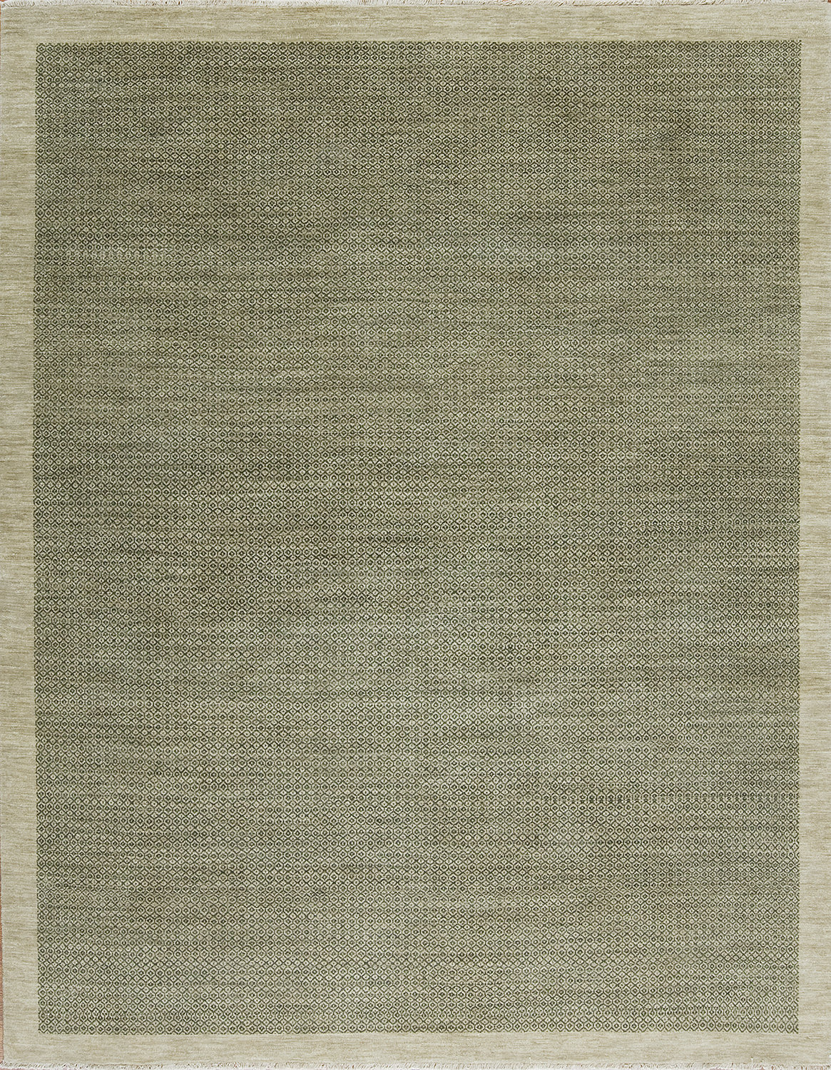 Samad Rugs Textures Hand-Knotted Wool Area Rug in Sage/Beige | Wayfair