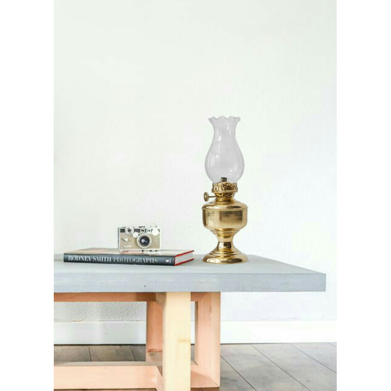 Serene Spaces Living Vintage Glass Oil Lamp, Brass Table Oil Lamp ...