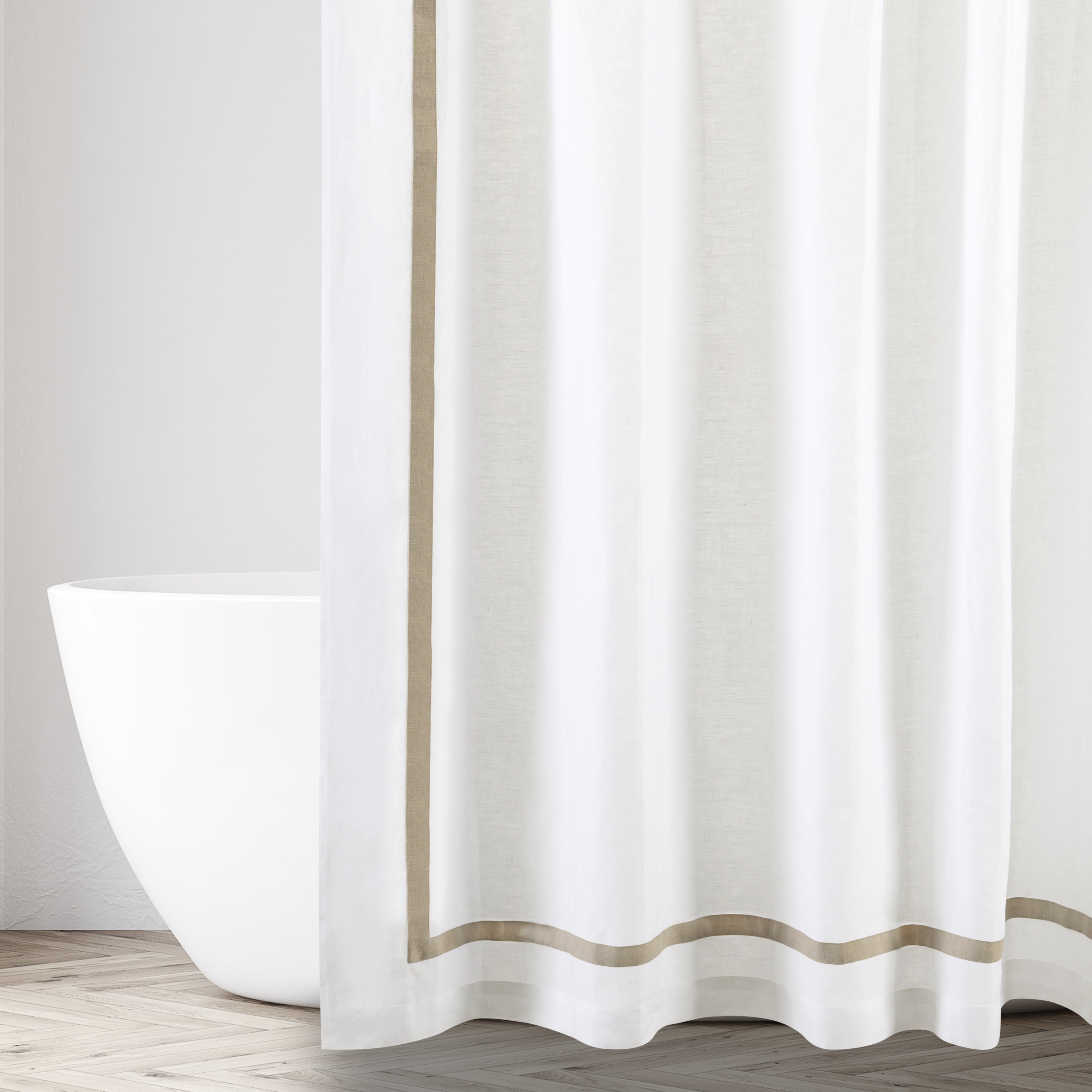 Home Treasures Linens Fino Linen Solid Color Single Shower Curtain