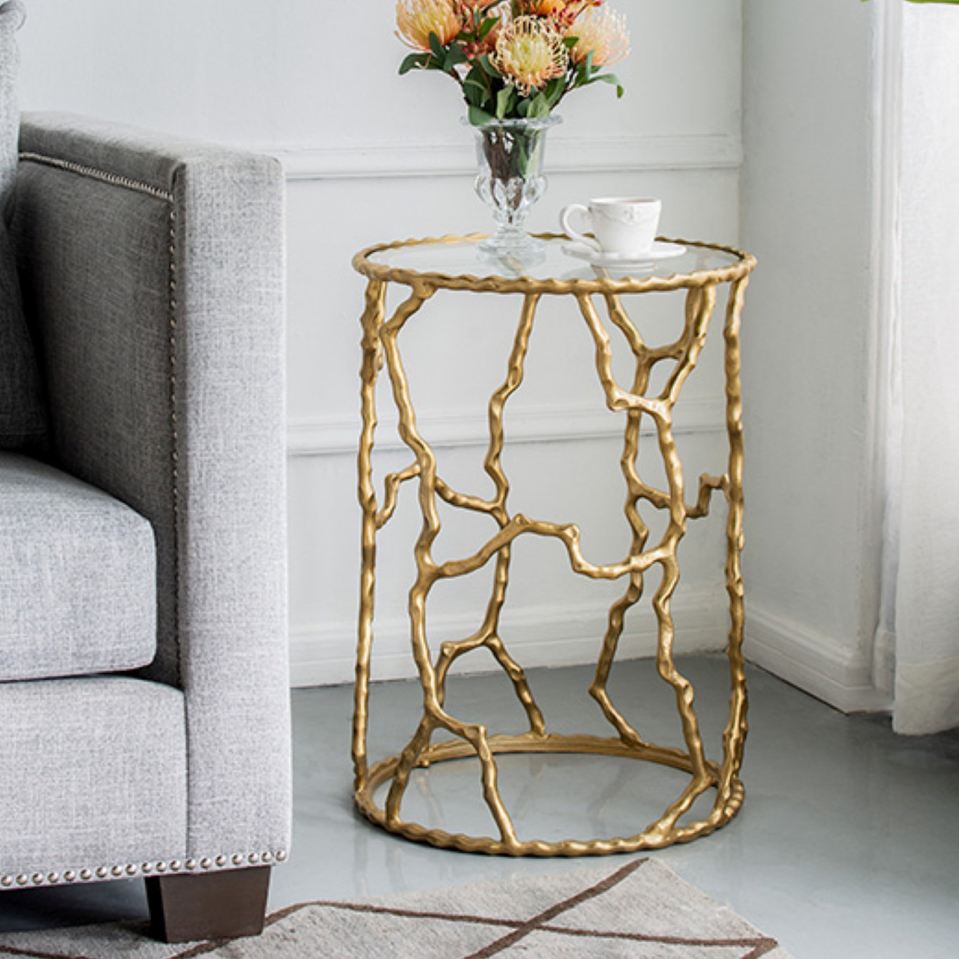 Everly Quinn 23.6'' Tall Glass Abstract End Table | Wayfair