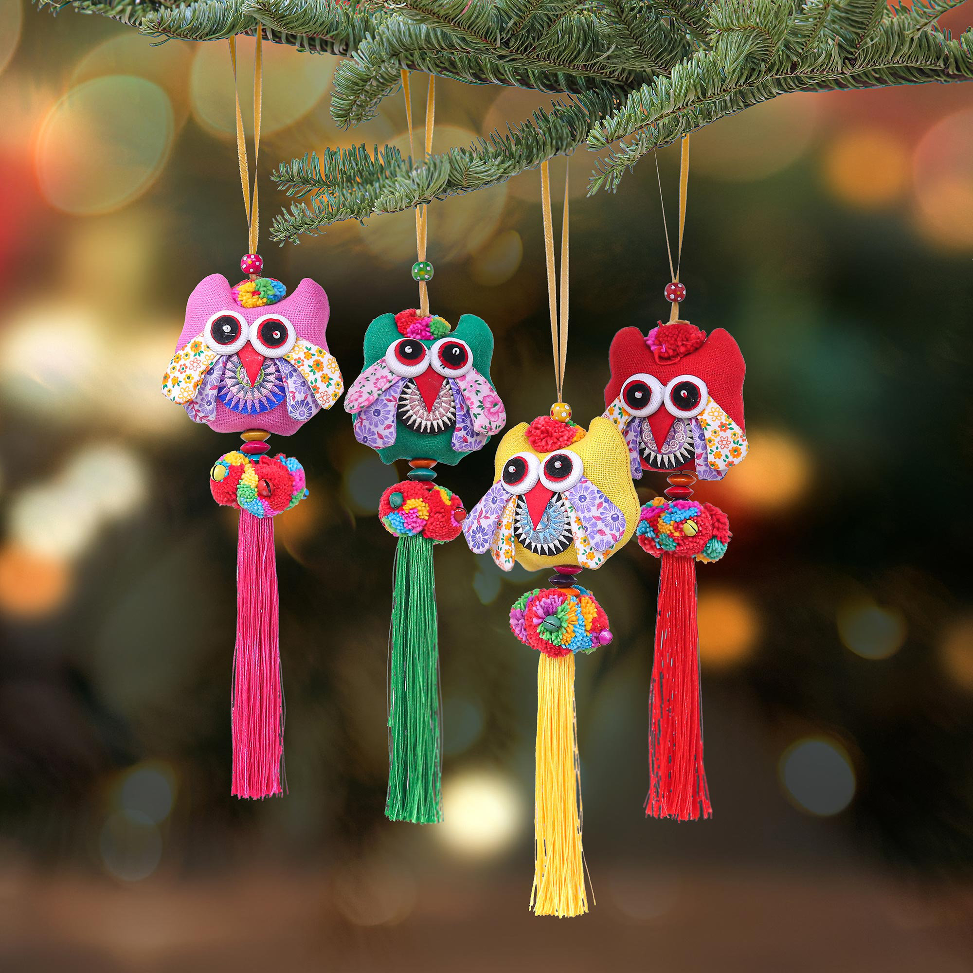 The Holiday Aisle® Happy Thai Owls Hanging Figurine Ornament | Wayfair