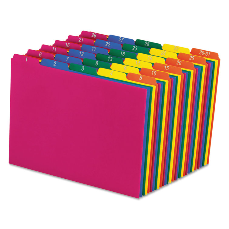 ESSELTE Top Tab File Guides, Daily, 1/5 Tab, Polypropylene, Letter ...