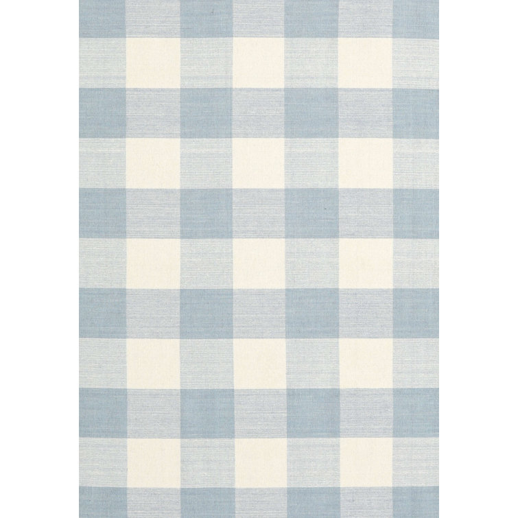 East Urban Home Plaid Blue/White Area Rug | Wayfair