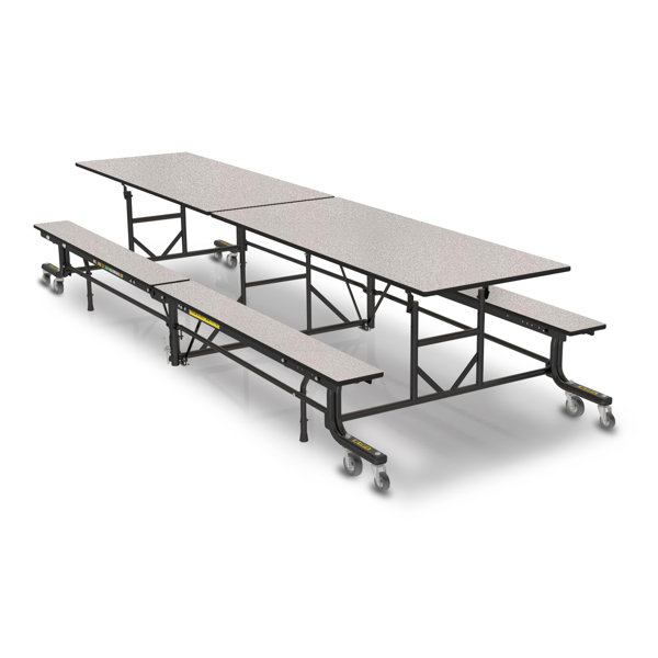 Palmer Hamilton 145" Rectangular Bench Cafeteria Table with Steel Frame ...
