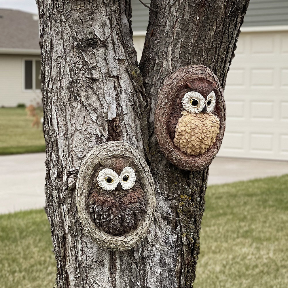 Millwood Pines Owls Resin Tree Hugger Decoration | Wayfair