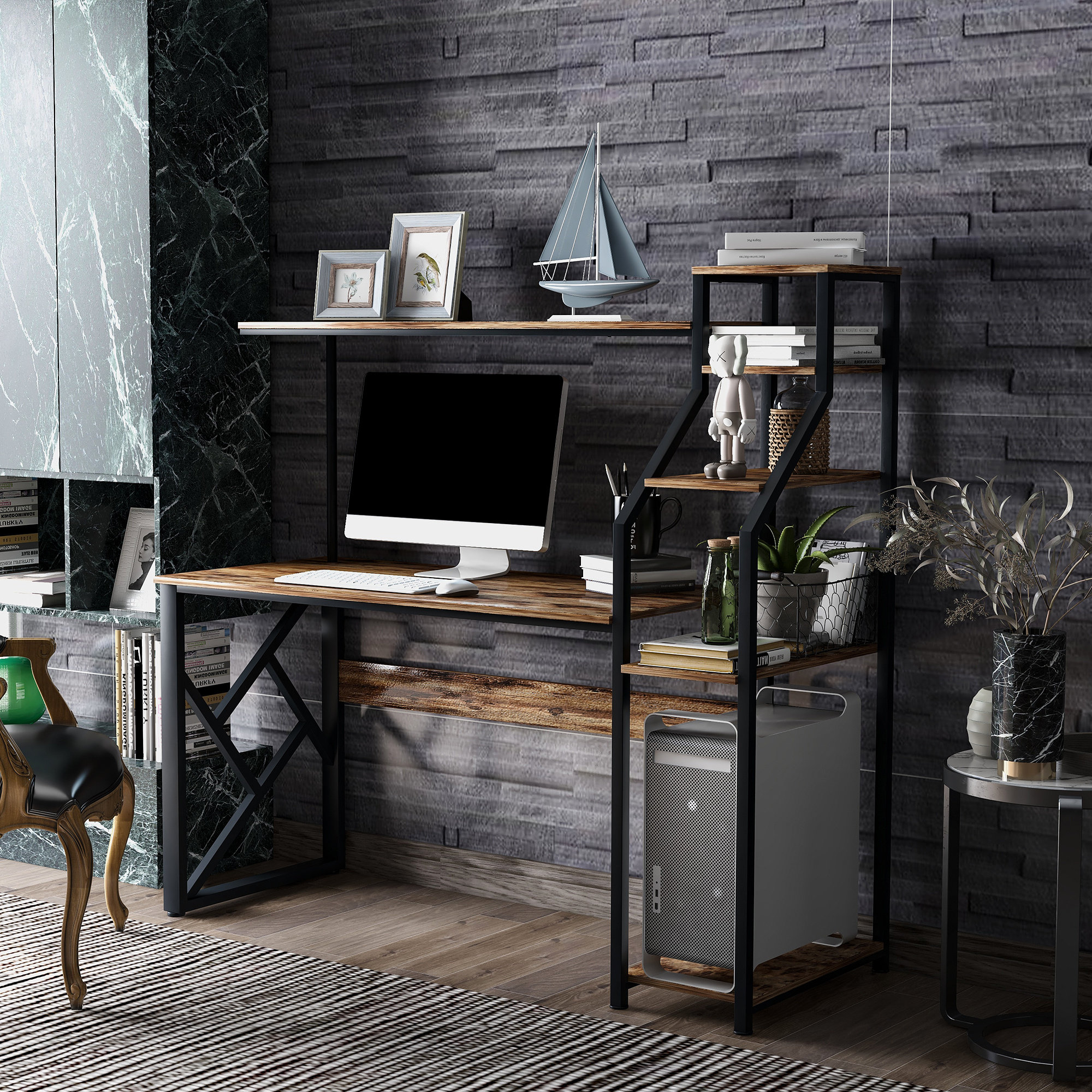 Inbox Zero Home Office Computer Desk With Hutch And Shelf /Writing ...