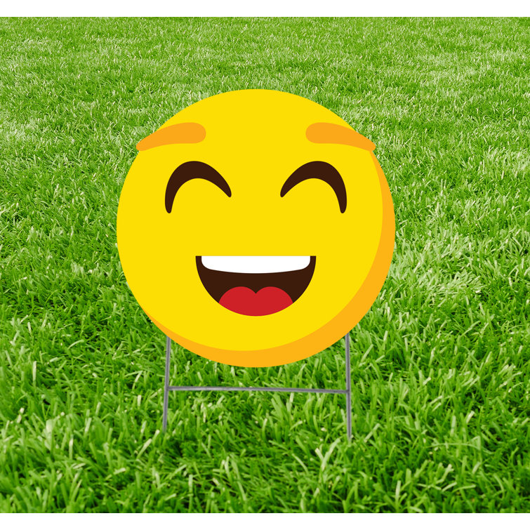 Trinx Emoji Smile Face Yard Garden Stake | Wayfair