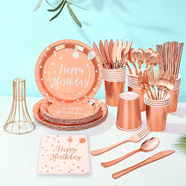 gohonpark 200 Pcs Happy Birthday Supplies Party Plates And Cups And ...
