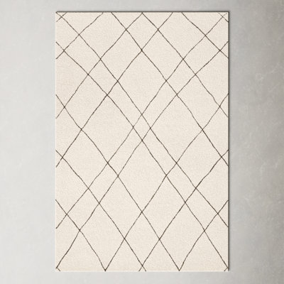 AllModern Seaton Handmade Tufted Wool Black/Cream Rug & Reviews | Wayfair