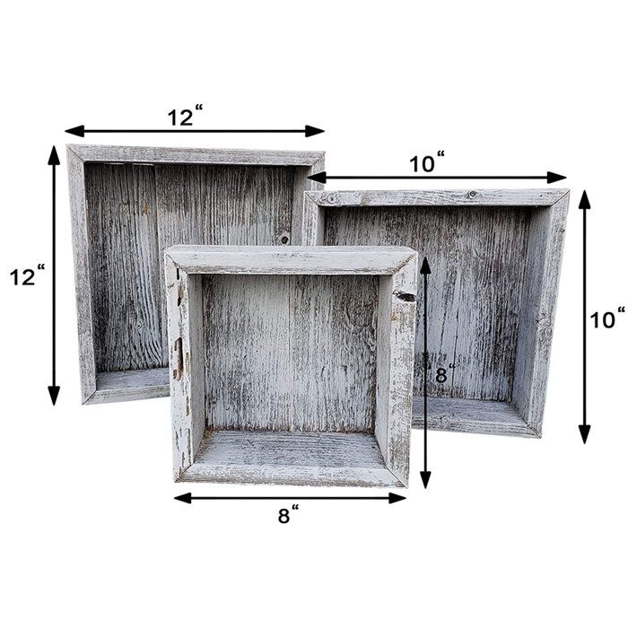 Gracie Oaks Bluford 3 Piece Square Solid Wood Floating Shelf with ...