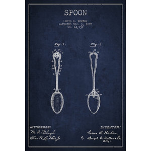 Williston Forge Spoon Navy Blue Patent Blueprint by Aged Pixel ...