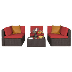 Longshore Tides Batton 6 Piece Rattan Sectional Seating Group with ...