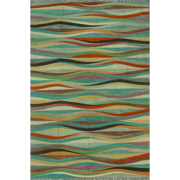 Union Rustic Brenea Handmade Wool Green/Pink Rug | Wayfair