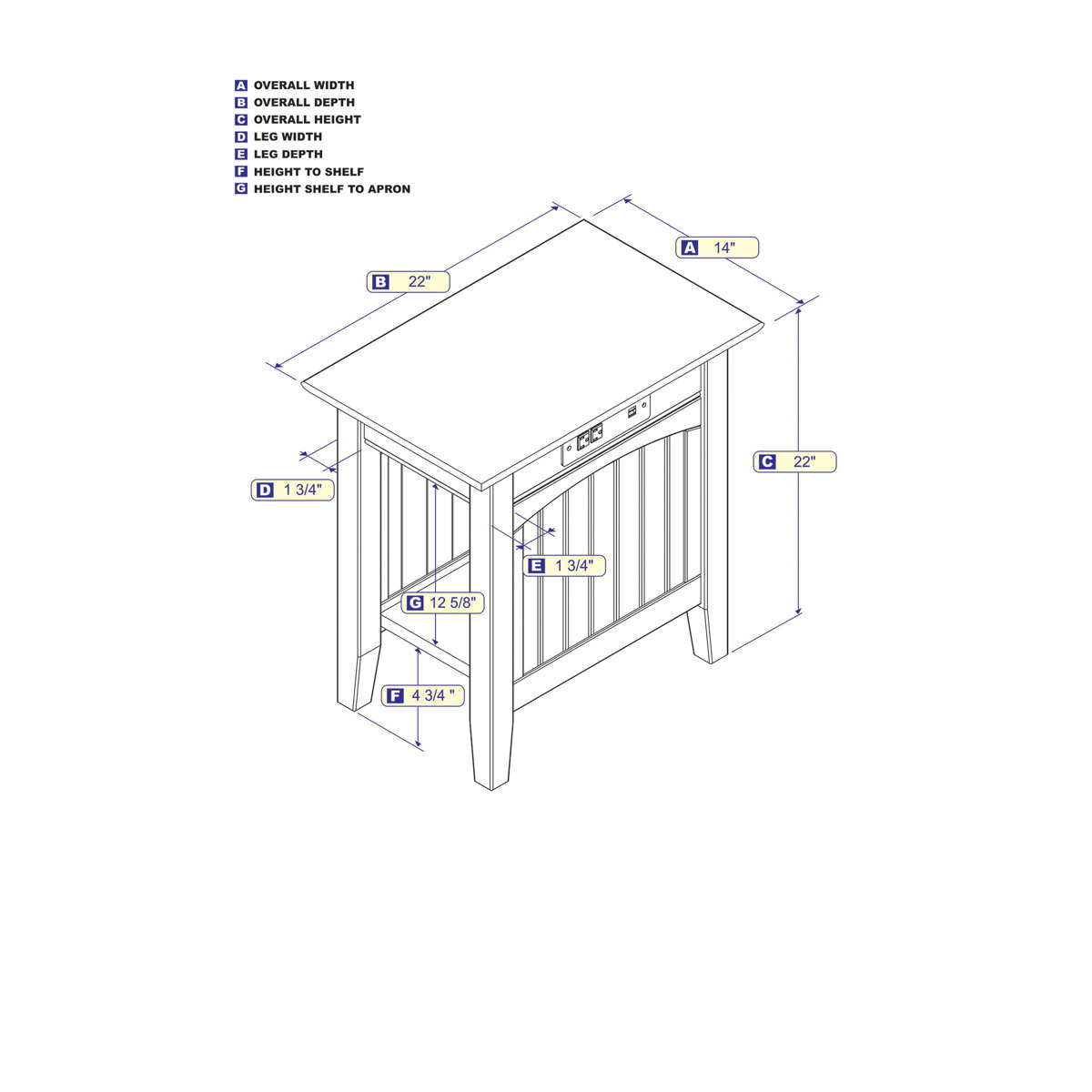 Highland Dunes Glenni 22'' Tall Solid Wood End Table and Built-In ...