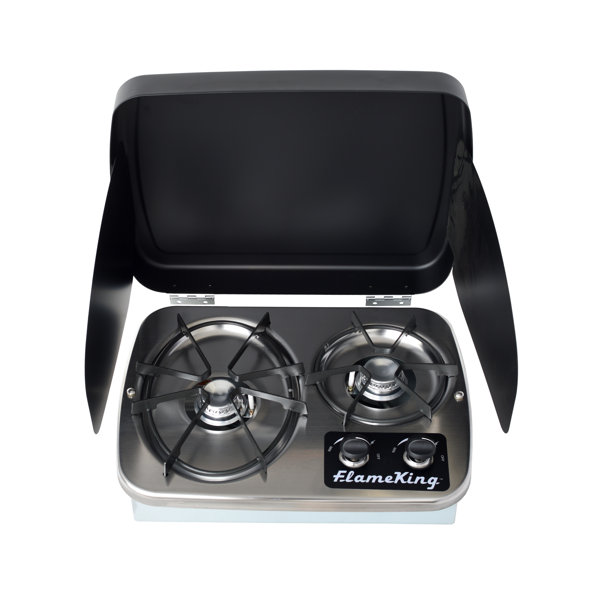 Flame King LP Gas Drop-In 2 Burner RV Cooktop Stove Stainless Steel ...