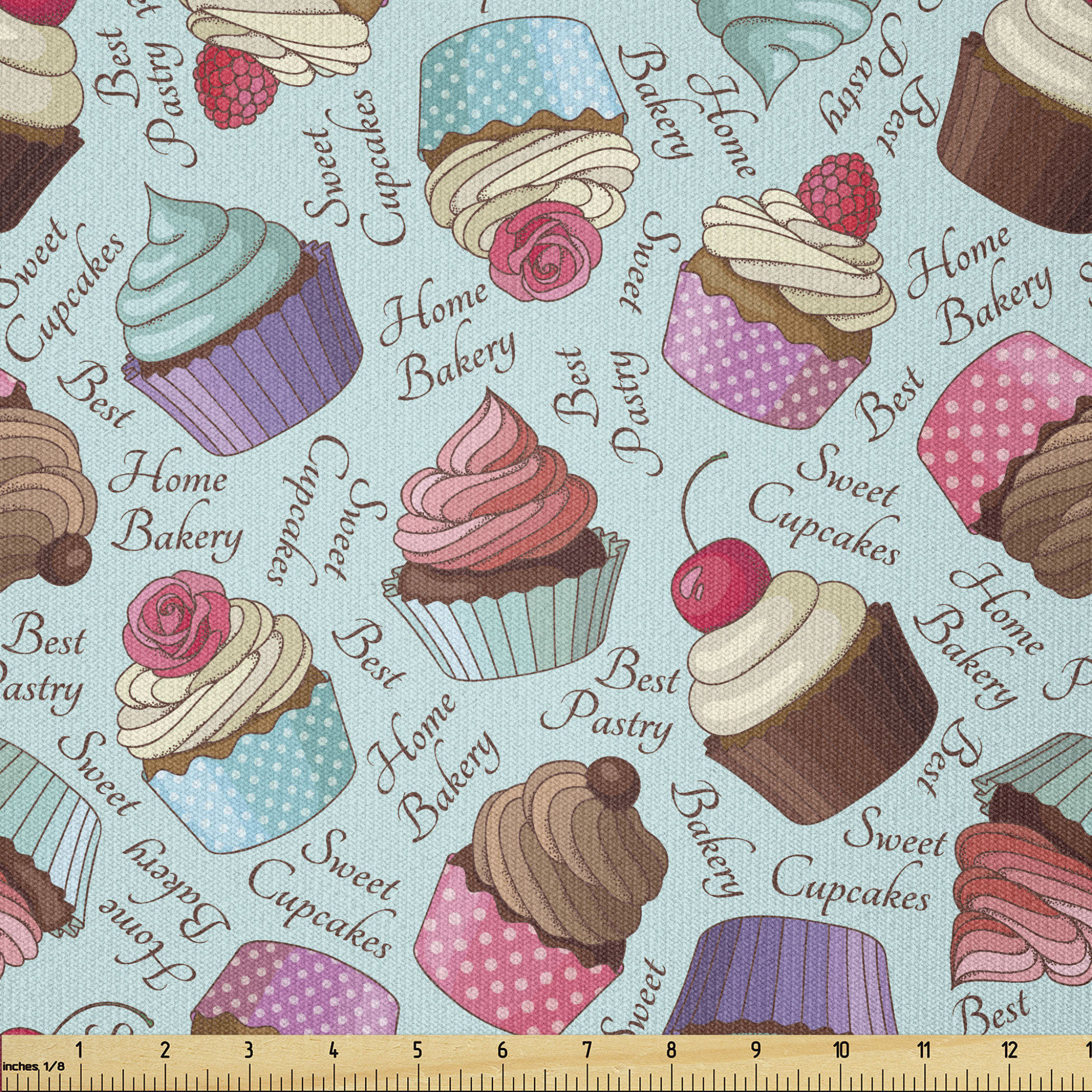 East Urban Home Cupcake Fabric By The Yard, Home Bakery Theme Pastry ...