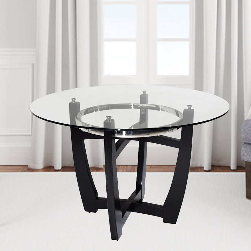 Orren Ellis 48" Inch Round Glass Top Dining Table | Wayfair.ca