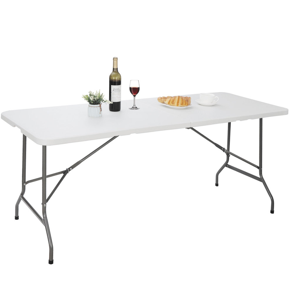 Amazingforless Plastic Rectangular Fold-in-Half Portable Folding Table ...