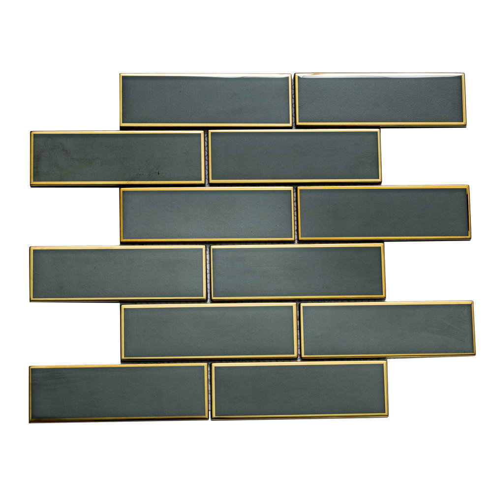 Long Island Mosaics & Tile Athena Black 2" x 6" Glass Brick Joint ...