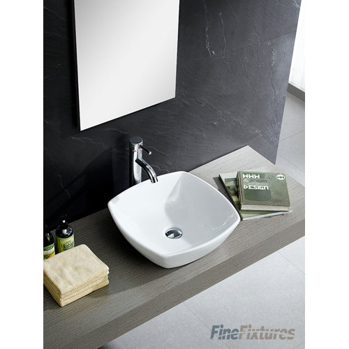 Fine Fixtures Modern Ceramic Square Vessel Bathroom Sink | Wayfair