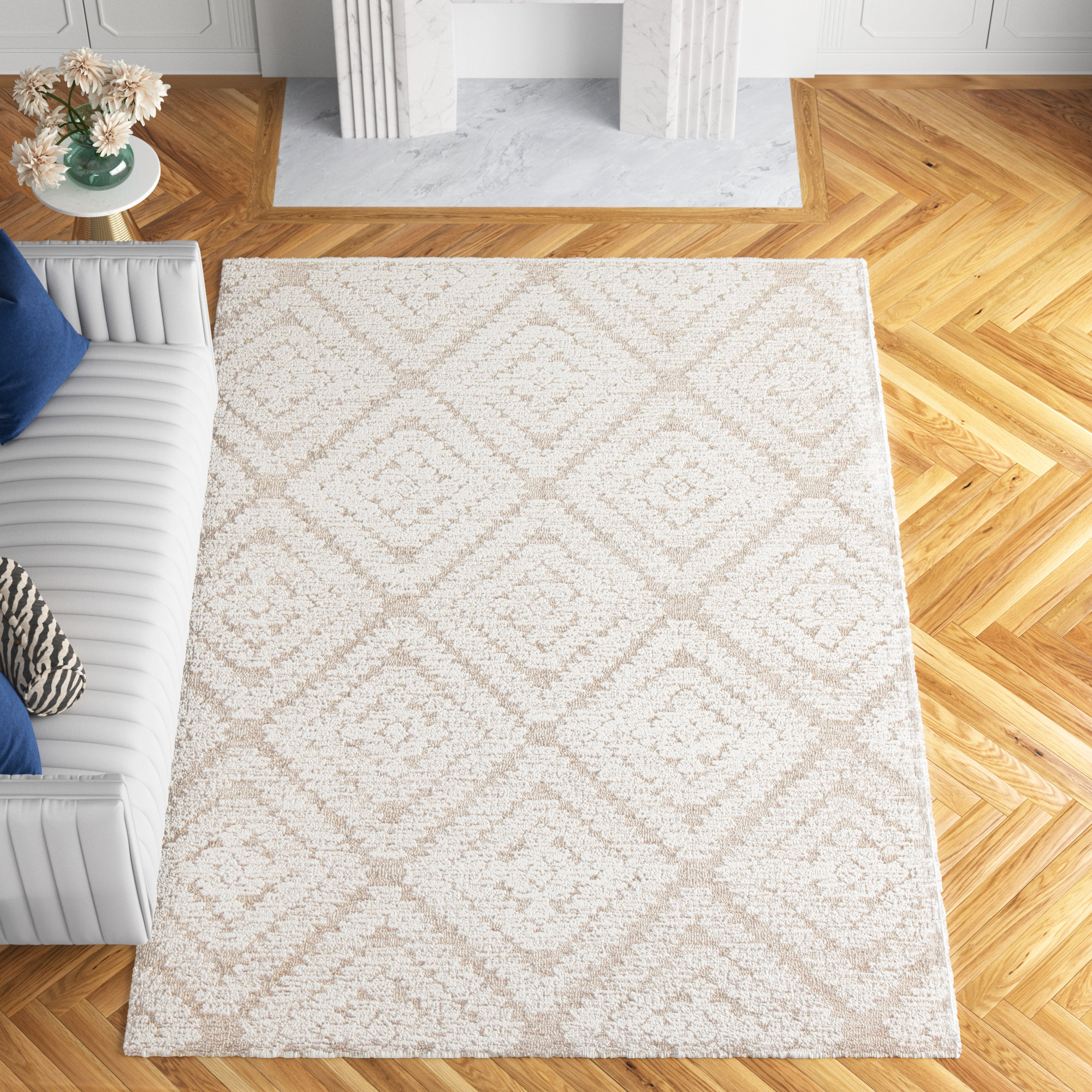 Etta Avenue™ Patricia Geometric Handmade Tufted Area Rug in Beige ...