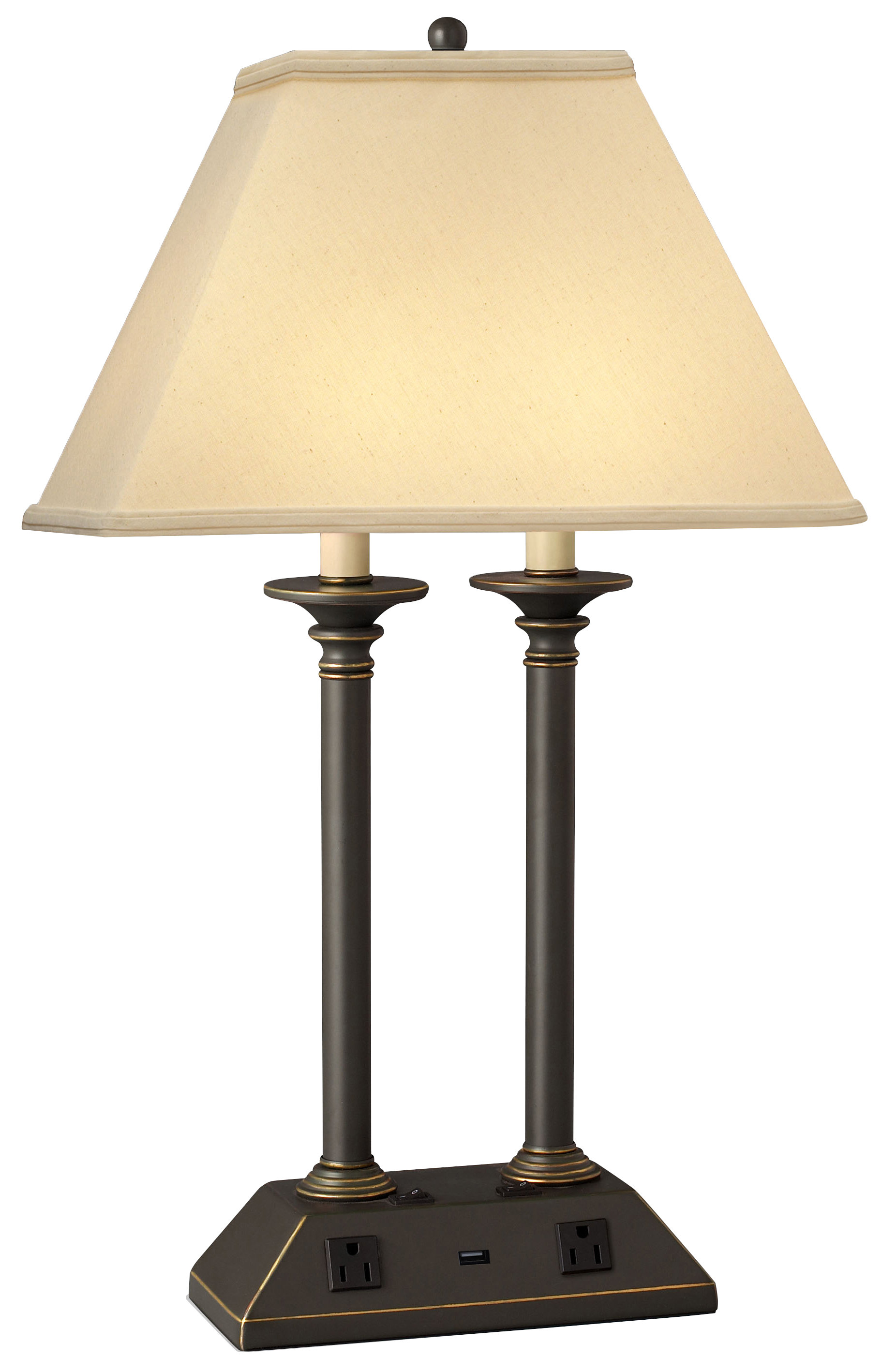 Medallion Lighting Traditional Madison Bronze Metal USB Table Lamp ...