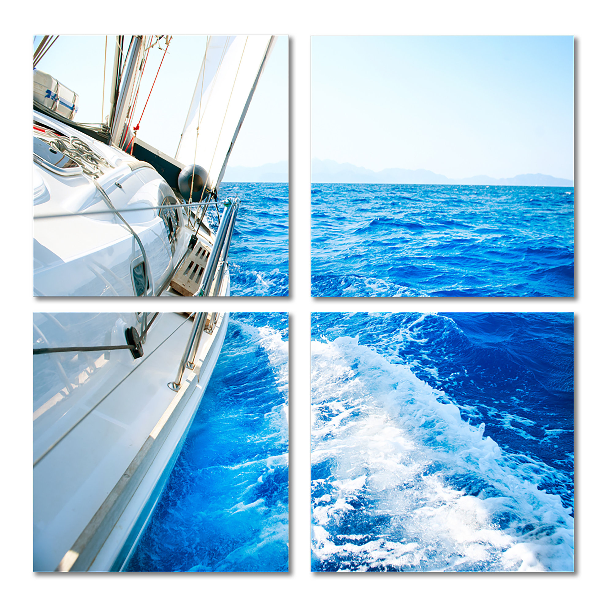 Longshore Tides Sailing Yacht In Sea - 4 Piece Wrapped Canvas ...