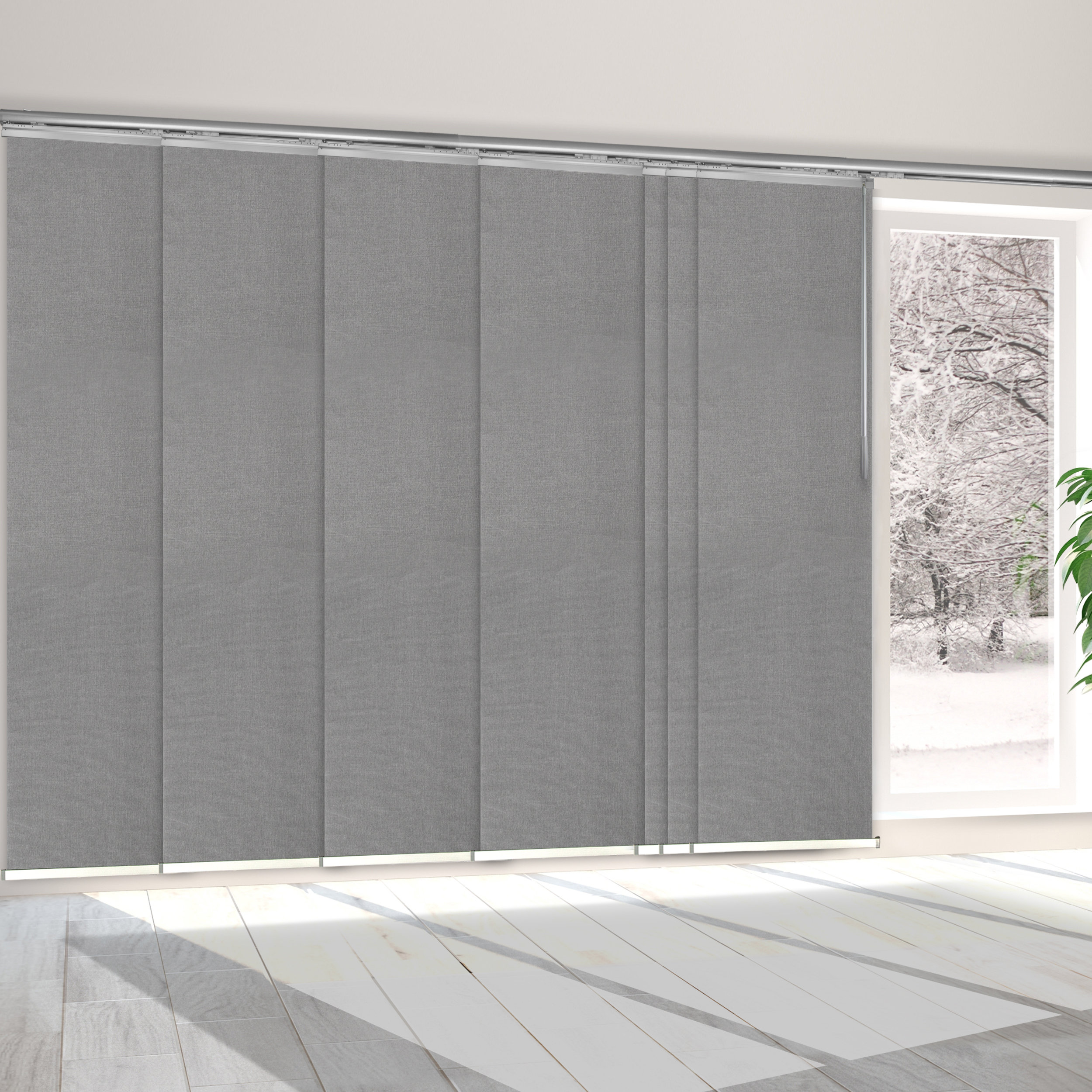Rod Desyne Woven Gray 7-panel Single Rail Panel Track Extendable 110 ...