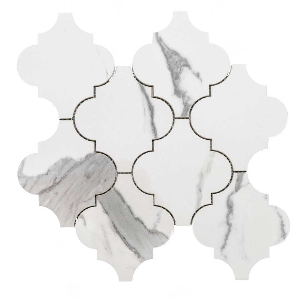 Long Island Mosaics & Tile Stately Arabesque 11" x 12" Porcelain Marble ...