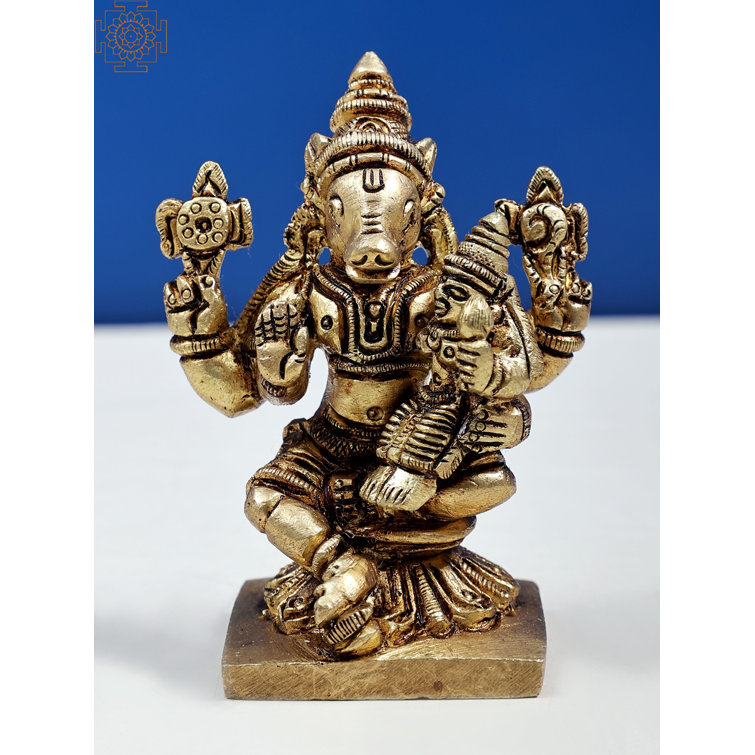 Bungalow Rose 3" Small Varaha Avatara of Vishnu with Devi Lakshmi | Wayfair