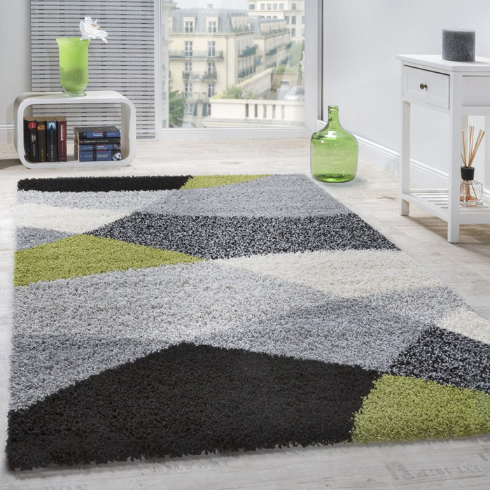 Zipcode Design Demi Shaggy Grey/Green/Black Rug & Reviews | Wayfair.co.uk