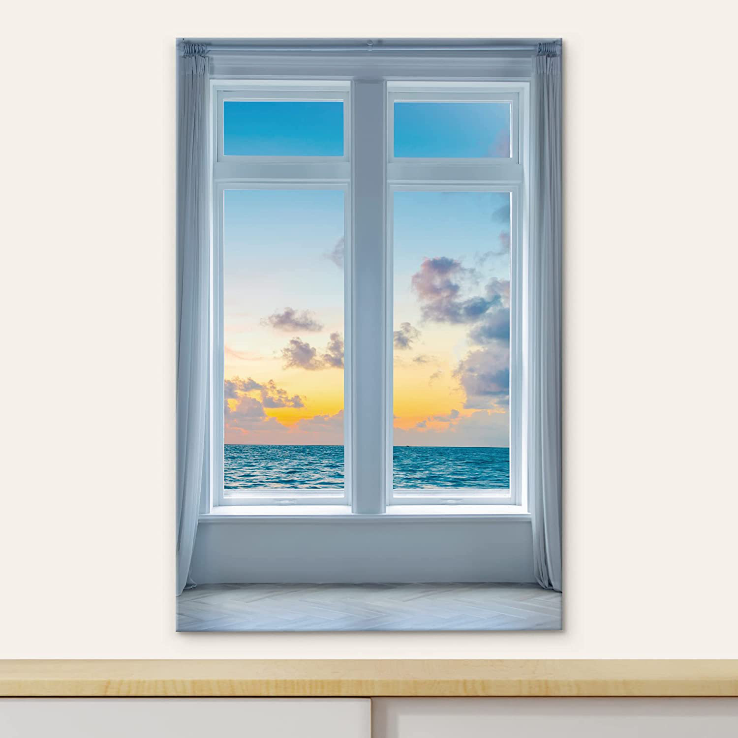IDEA4WALL Window View Sunset Horizon Tropical Ocean Seascape - Wrapped ...