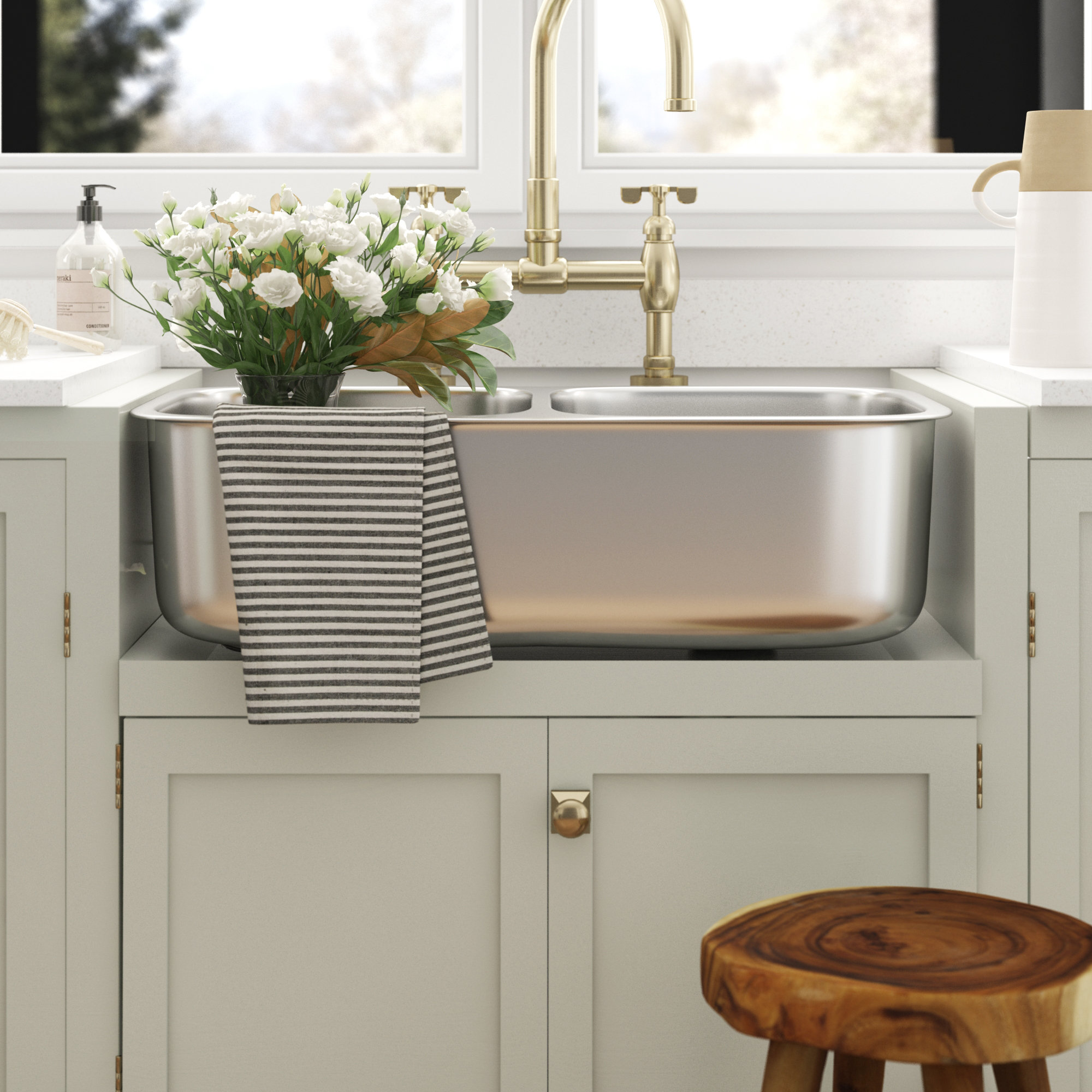 Phoenix Foster 18'' W Double Bowl Stainless Steel Undermount Kitchen ...