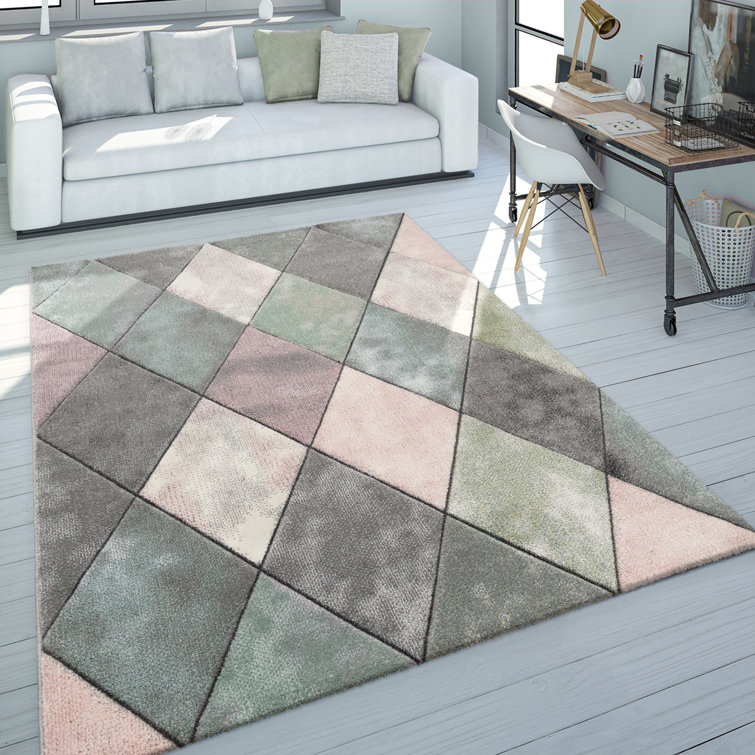 Mack + Milo Alejo Shag Pink/Green/Grey Rug & Reviews | Wayfair.co.uk