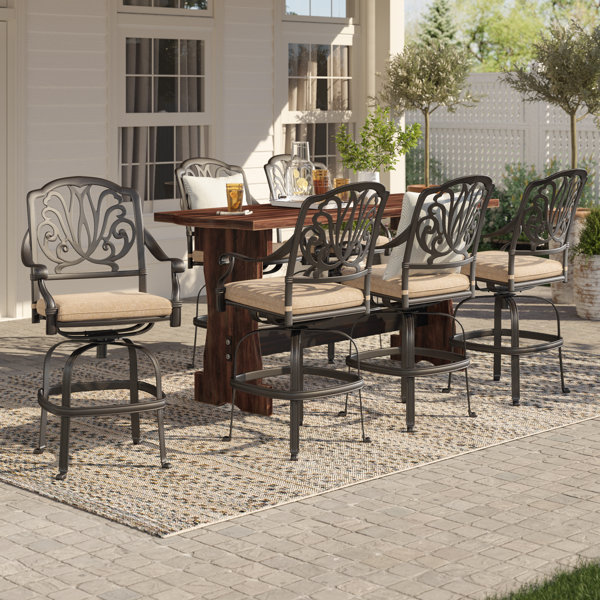 Three Posts™ Lebanon Patio Bar Stool with Cushion & Reviews | Wayfair