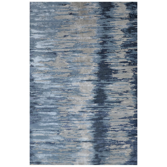 Bokara Rug Co., Inc. Handmade Hand-Knotted Blue/Gray/Beige Rug | Wayfair