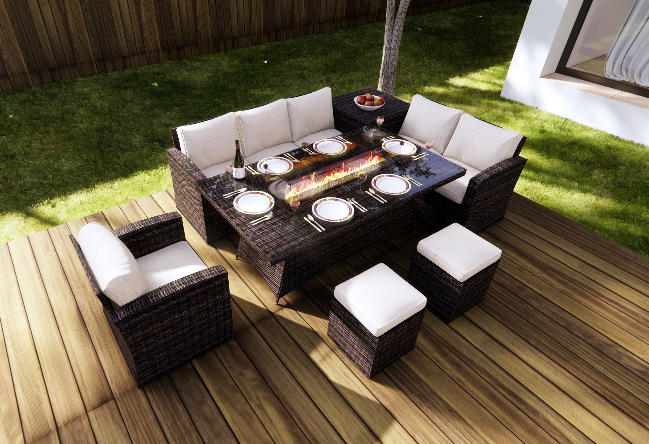 Red Barrel Studio® Bozhil Rectangular 6 - Person 70.8'' Long Fire Pit ...