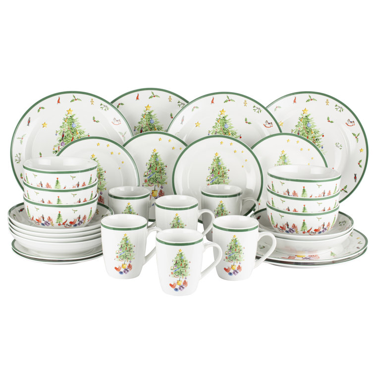 The Seasonal Aisle Katharine Festive Tree 30 Piece Dinnerware Set ...