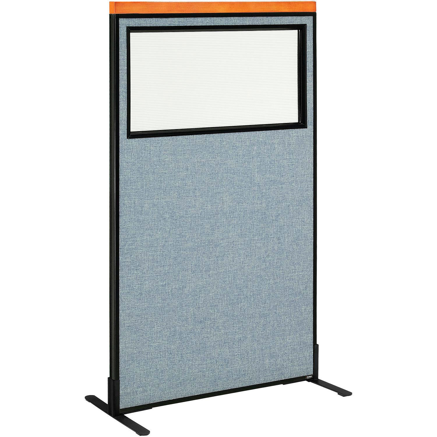 Interion Deluxe Freestanding Blue Office Partition Panel With Partial ...