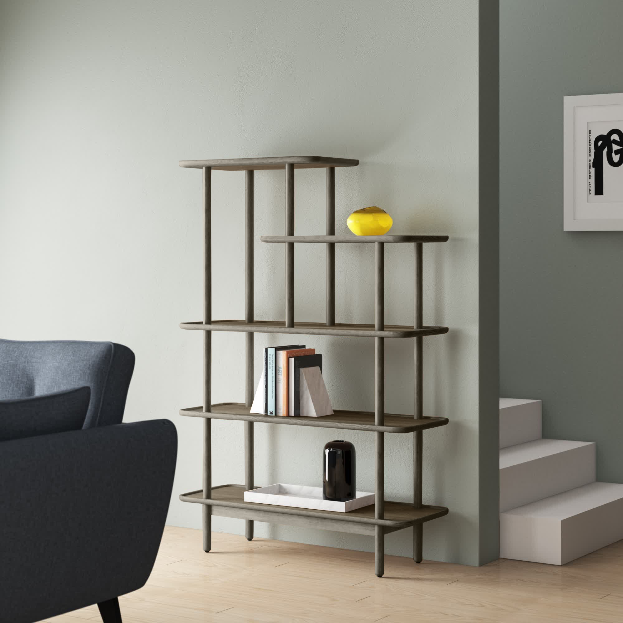 Hykkon Serenity 160Cm H x 110Cm W Solid Wood Etagere Bookcase | Wayfair ...
