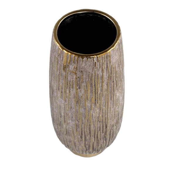 Fairmont Park Junee Gold ceramic pot on a shiny gold base | Wayfair.co.uk
