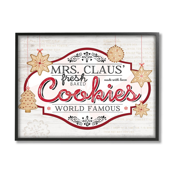 Stupell Industries Vintage Mrs. Claus Cookies Sign by - Graphic Art on ...