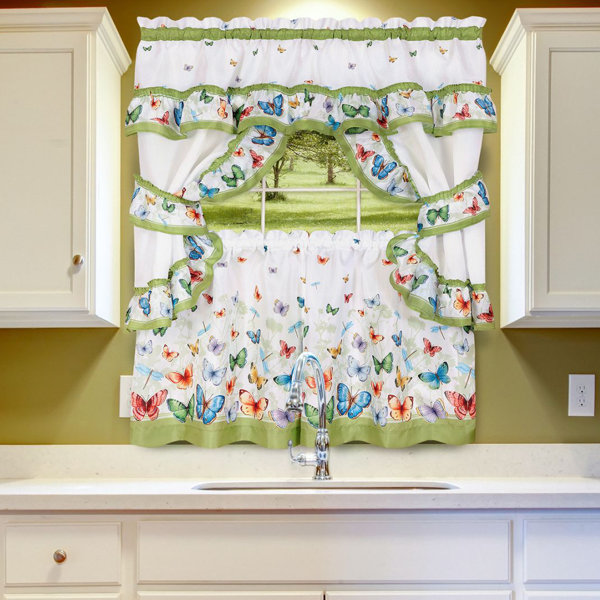 Laurel Foundry Modern Farmhouse Tejeda Ruffled 57'' Kitchen Curtain in ...