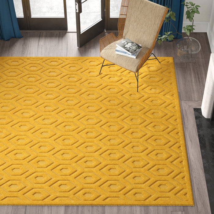 Langley Street Griffing Yellow Indoor/Outdoor Rug & Reviews | Wayfair