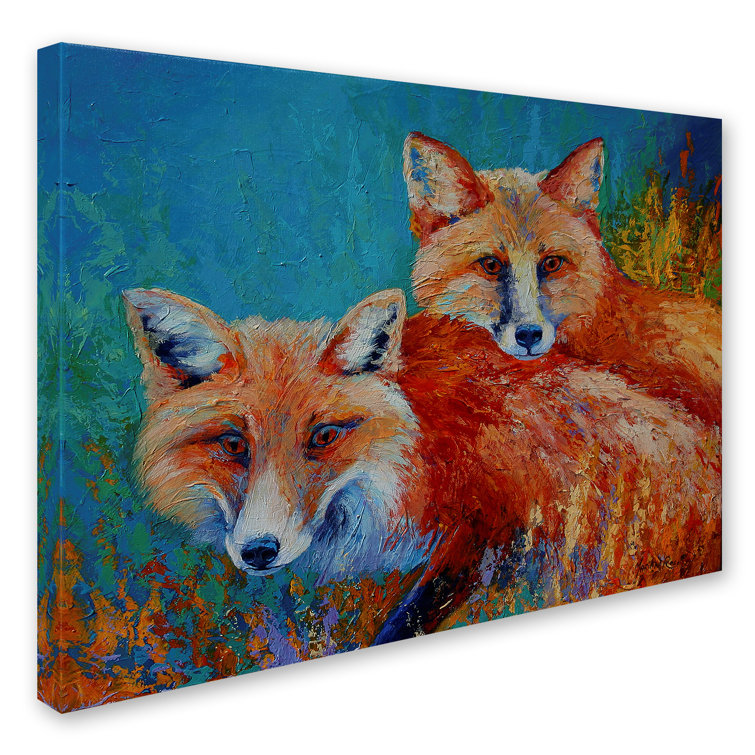Trademark Art Marion Rose Red Foxes by Marion Rose - Painting on Canvas ...