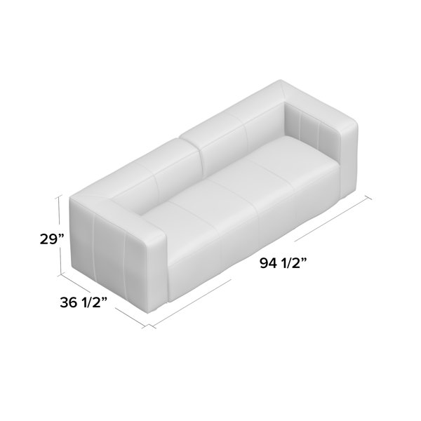 Greyleigh™ Kenisha 94.5'' Leather Match Square Arm Sofa & Reviews | Wayfair