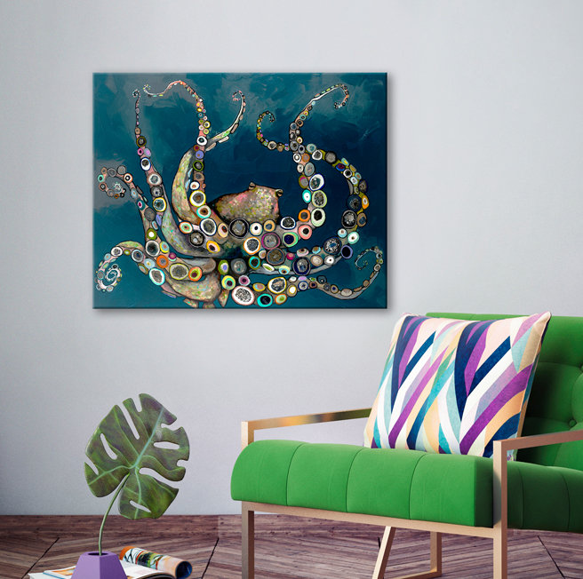 Beachcrest Home Octopus In The Deep Blue Sea by Eli Halpin - Wrapped ...