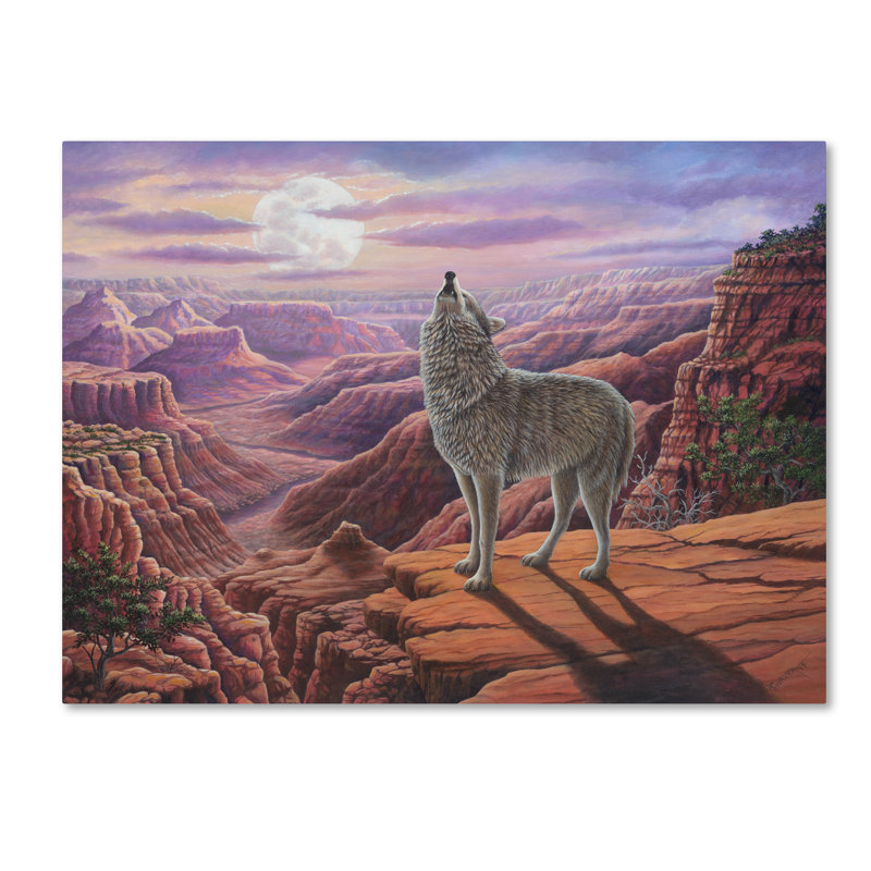 Trademark Art 'Howling Wolf' Graphic Art Print on Wrapped Canvas | Wayfair